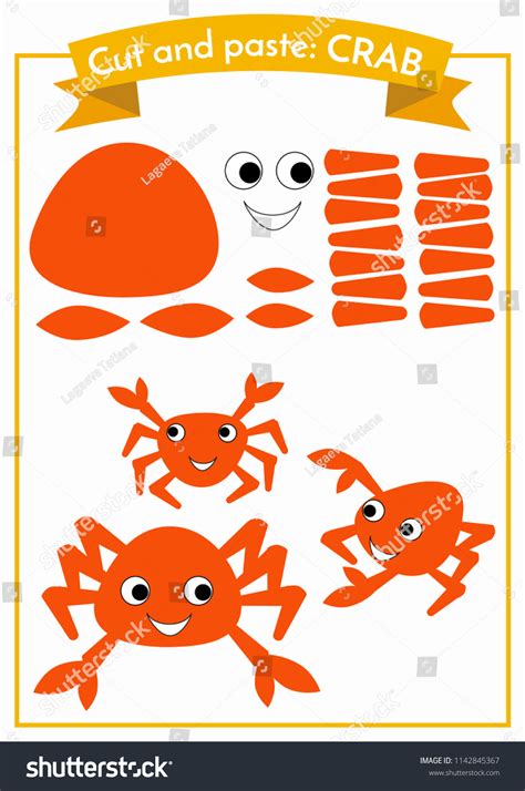 Cut Pastethree Crabs One Set Elements Stock Vector Royalty Free