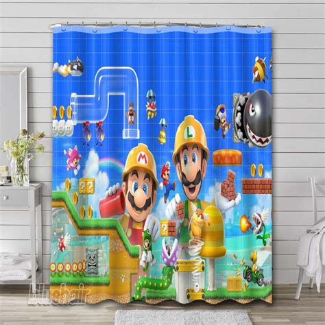 Super Mario Bros Characters Waterproof Shower Curtain Bathroom