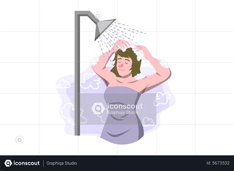 Girl Taking Shower Illustration Free Download People Illustrations
