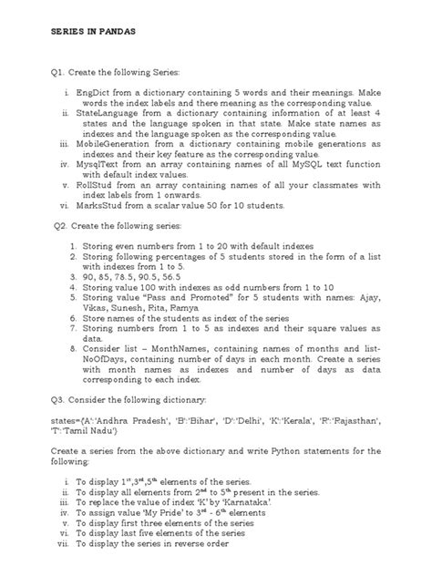 Series In Pandas Pdf Computer Programming Computing