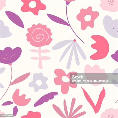 손으로 그린 꽃 복고풍 인쇄 직물 벽지 포장지 웹 배너 및 소셜 미디어 다채로운 빈티지 이음새가 없는 패턴 디자인 현대 꽃 벡터 배경 0명에 대한 스톡 벡터 아트 및 기타