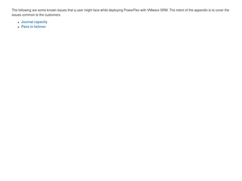 Appendix Known Issues Implementing Dell Powerflex Sra With Vmware