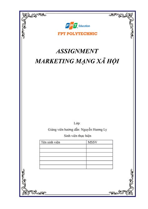 ASM MKT MXH Hướng Dẫn tgih ASSIGNMENT MARKETING MẠNG XÃ HỘI Lớp Giảng viên hướng dẫn