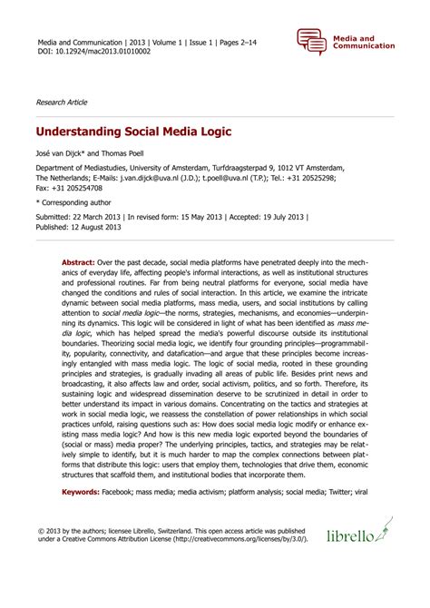 Pdf Understanding Social Media Logic