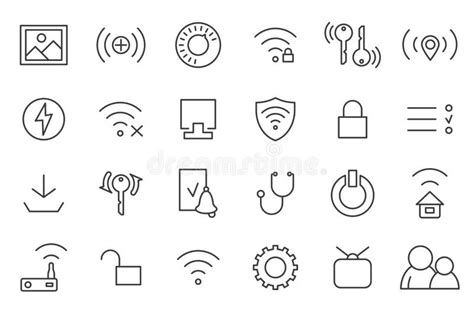 Wifi Router Line Icons Set Collection Of Vector Symbols In Trendy Flat Style Isolated On White