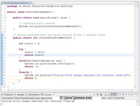 Java Return Statement With Finally Block Benchresourcesnet