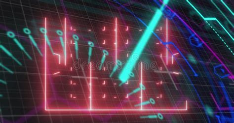 Image Of 3d Neon Soccer Field With Plus Minus Signs Over Hud