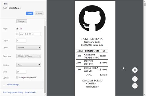 imprimir ticket en impresora térmica usando javascript parzibyte s