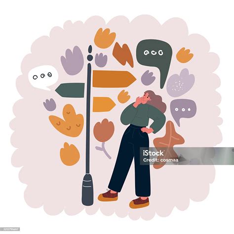 인생 방향을 선택하거나 선택하는 여자의 벡터 일러스트 레이 션 3차원 형태에 대한 스톡 벡터 아트 및 기타 이미지 3차원 형태 개발 거래자 Istock