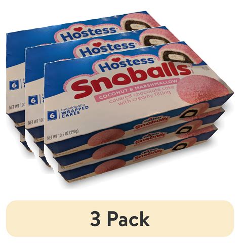 3 Pack Hostess Pink Snoballs Multipack 6 Ct Box 3 Pack