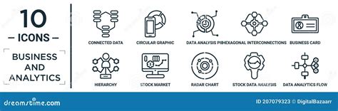 Business And Analytics Linear Icon Set Stock Vector Illustration Of Icon Flat 207079323