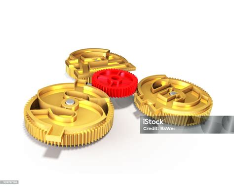 황금 달러 표시 파운드 유로 기호 3 차원 일러스트 레이 션과 기어 0명에 대한 스톡 사진 및 기타 이미지 0명 개념 경제 Istock