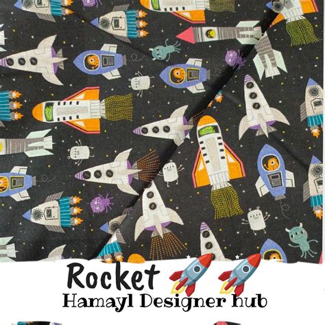 Cotton Rocket 45″ Cartoon Print Cotton Fabric Hamayl Designer Hub