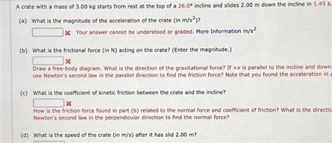 Solved A Crate With A Mass Of 3 00 Kg Starts From Rest At