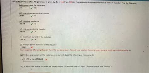solved the output voltage of an ac generator is given by