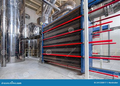 Block Of Plate Type Heat Exchanger In Modern Workshop Stock Image Image Of Treatment