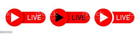 라이브 스트리밍 아이콘 집합입니다 라이브 스트리밍 방송 온라인 스트림의 빨간색 기호 와 버튼 Tv 프로그램 영화 및 라이브 공연을위한 템플릿 벡터 Eps 10 0명에 대한