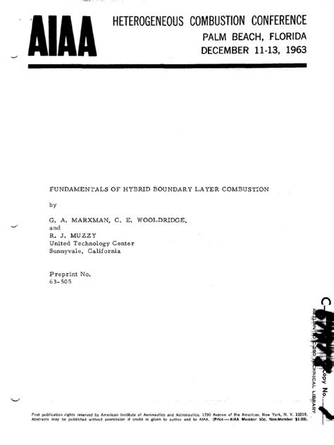 Fundamentals Of Hybrid Boundary Layer Combustion Pdf Applied And