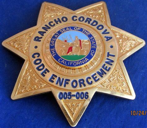 Rancho Cordova California Code Enforcement Badge