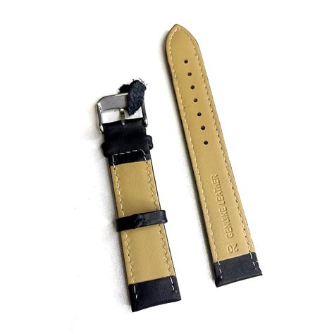 Classic 20mm Black Genuine Leather Strap