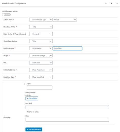 Schema Configuration On Posts Pages Uschema