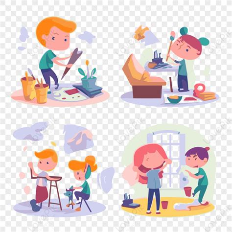 워크샵 클립 아트 어린이 예술 활동 및 가정 교육 문자 세트 만화 벡터문자 T Png 일러스트 무료 다운로드 Lovepik