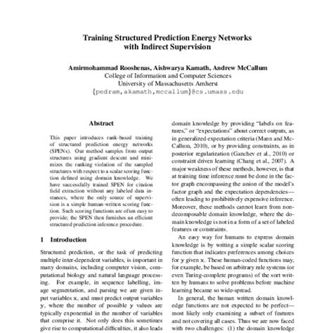 Training Structured Prediction Energy Networks With Indirect Supervision Acl Anthology