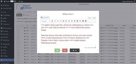 Learndash Lms How To Bulk Edit Lessons In A Spreadsheet Wp Sheet Editor