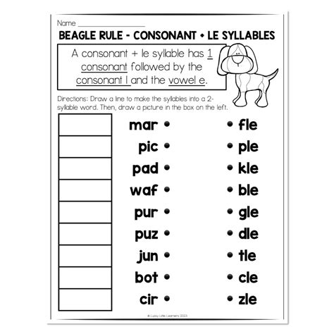 Consonant Le Syllable Worksheets Decoding Consonant Le Syllables