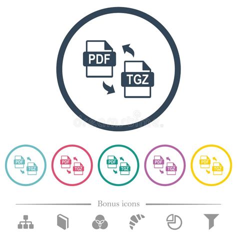 Pdf Tgz File Compression Flat Color Icons In Round Outlines Stock Vector Illustration Of