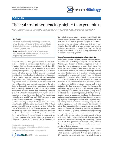 Pdf The Real Cost Of Sequencing Higher Than You Think