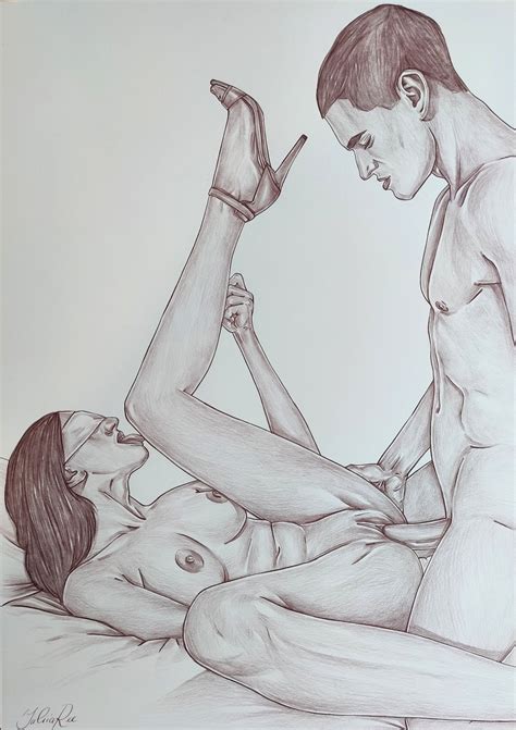 Erotic Art Romantic Sex Scene Original Colored Pencil Drawing Erotic