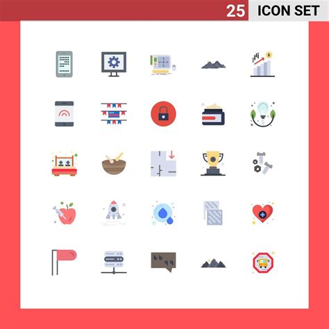 Set Of 25 Modern Ui Icons Symbols Signs For Scene Hill Design Landscape Web Designing Editable