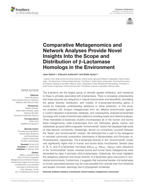 Pdf Comparative Metagenomics And Network Analyses Provide Novel Insights Into The Scope And