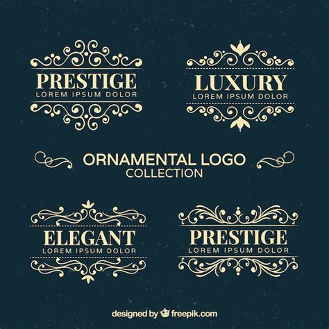 장식용 황금 로고 컬렉션 프리미엄 벡터