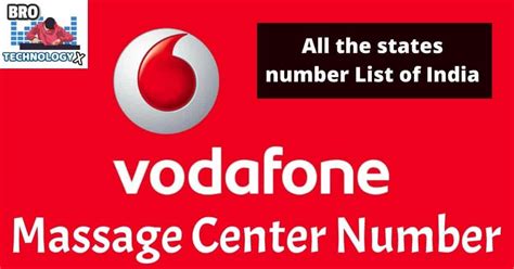 List Of Vodafone Message Center Number Of All States In India