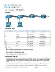 Lab Lab Configure NAT For IPv Docx Lab Configure NAT For IPv Topology