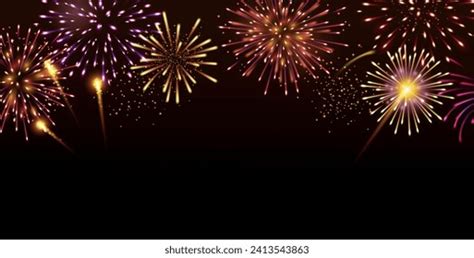 Vector Decorative Border Colorful Exploding Fireworks Stock Vector Royalty Free 2505844491