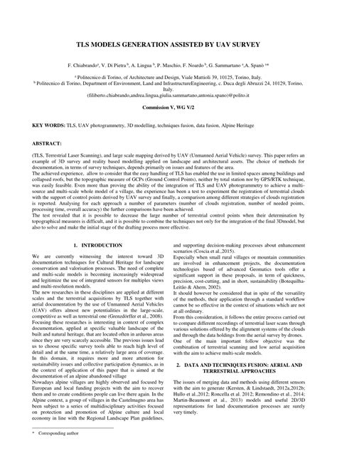 PDF TLS MODELS GENERATION ASSISTED BY UAV SURVEY