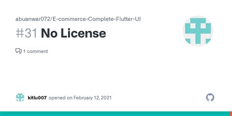 no license · issue 31 · abuanwar072 e commerce complete flutter ui · github