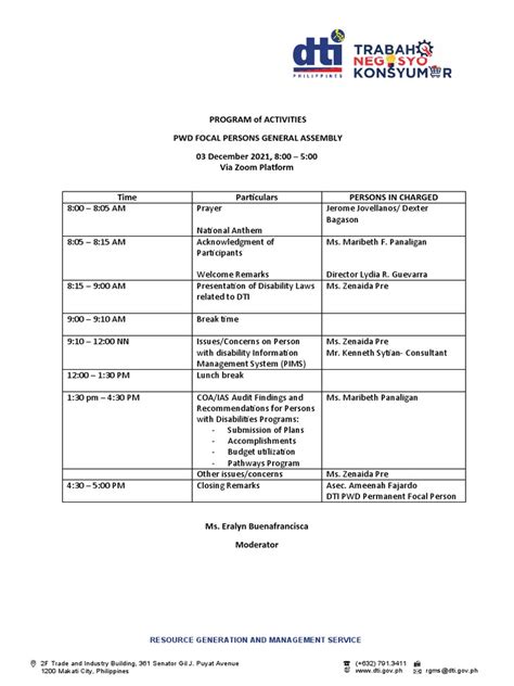 Program For General Assembly Pdf