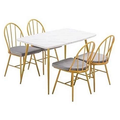 Mild Steel White Iron Resturant Table And Chair Seating Capacity 4