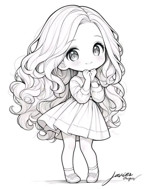 Kawaii Tierna Niña Páginas Para Colorear De Princesa Adult Coloring Pages Páginas Para