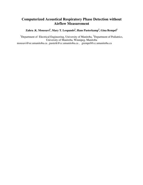 Pdf Computerised Acoustical Respiratory Phase Detection Without