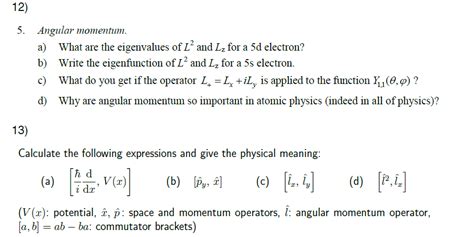 Solved 5 Angular Momentum A What Are The Eigenvalues Of Chegg