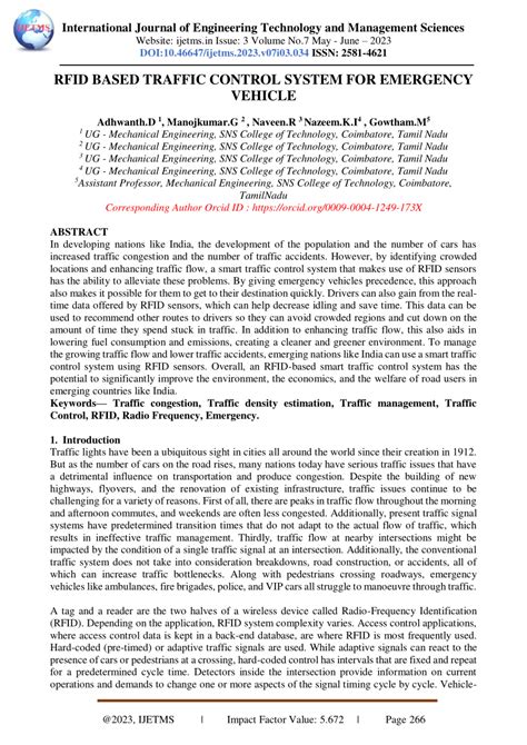 Pdf Rfid Based Traffic Control System For Emergency Vehicle