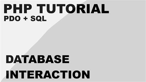 Php Pdo And Sql Tutorial Youtube