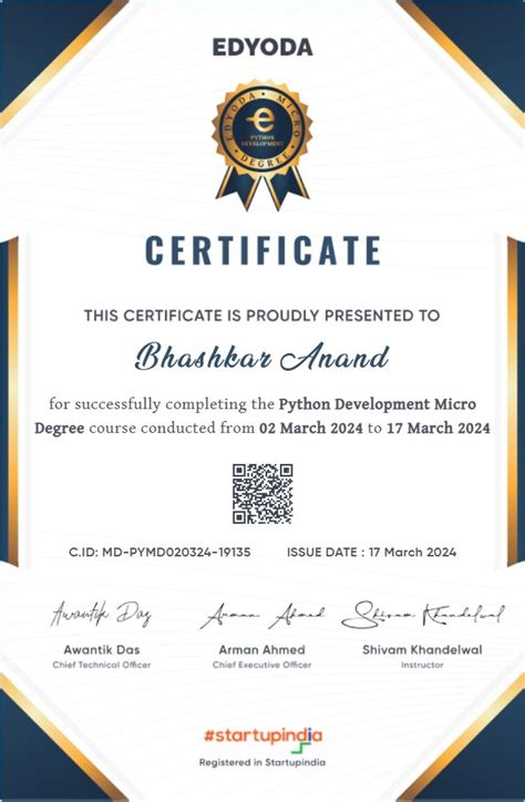 Completed Python Micro Course With Edyoda Bhashkar Anand Posted On