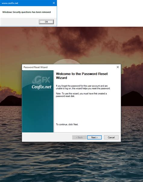 Disable Security Questions On Windows 1011