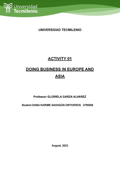 Dbea Act 01 Activity 1 Doing Business In Europe And Asia